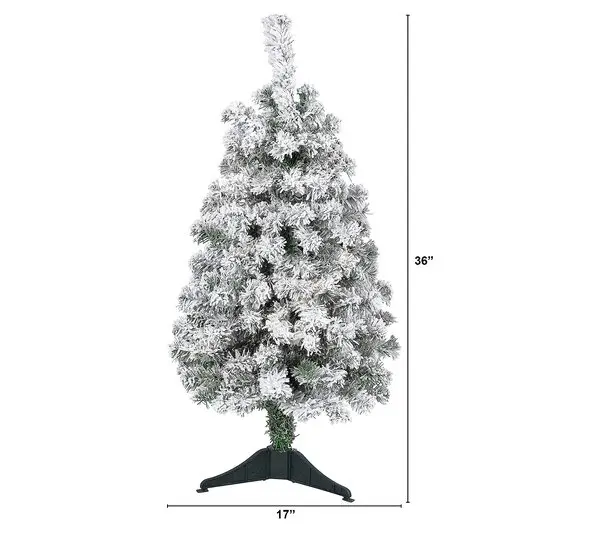 NEARLY NATURAL 3' Flocked Artificial Christmas Tree By