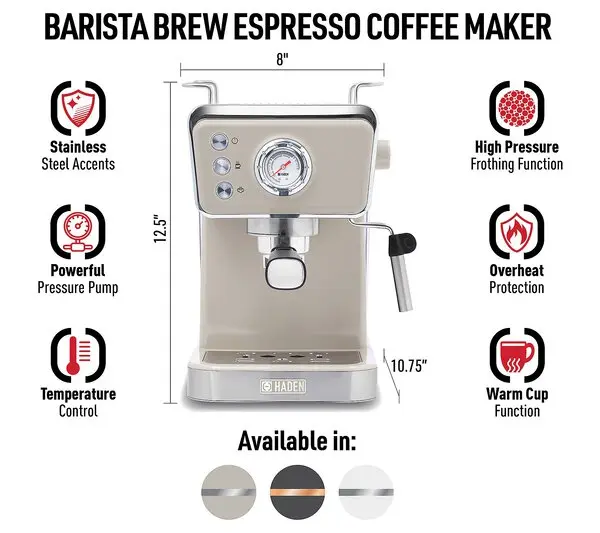 HADEN Barista Brew 20-bar Espresso Machine