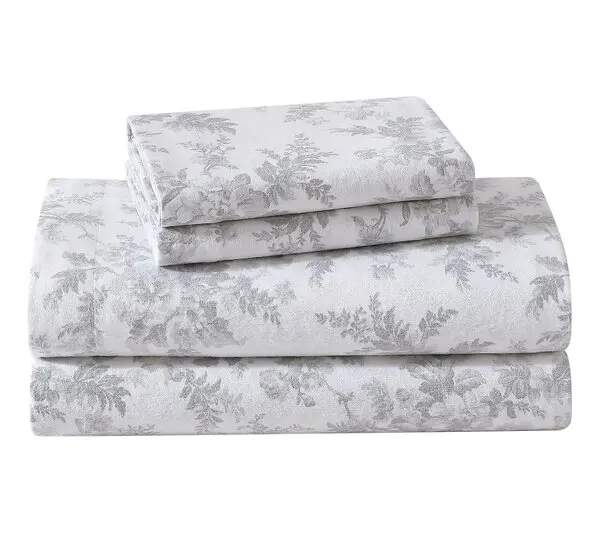 Laura Ashley Vanessa Grey Full Flannel Sheet Se T - One-color