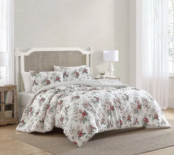 Laura Ashley Ashfield Red-green King Comforter Ham Set