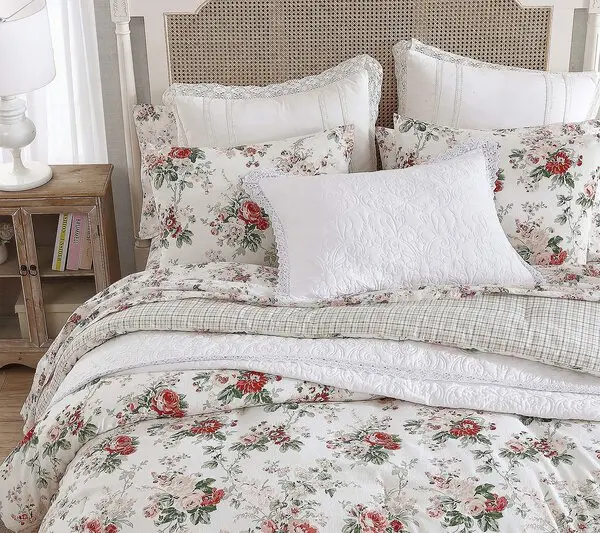 Laura Ashley Ashfield Red-green King Comforter Ham Set