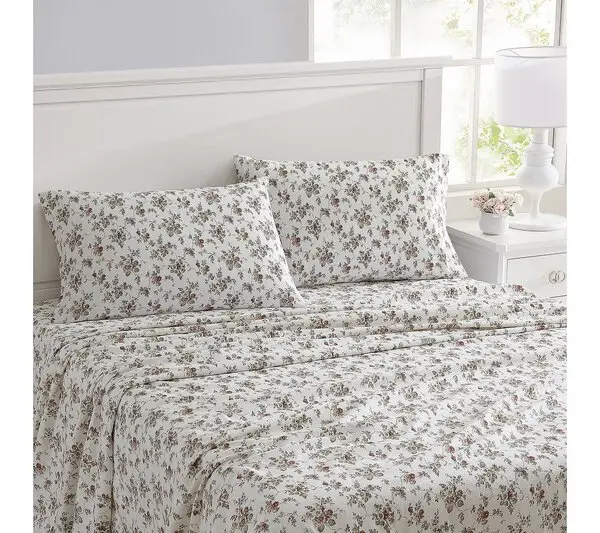 Laura Ashley Le Fleur Full Flannel Sheet Set - One-color