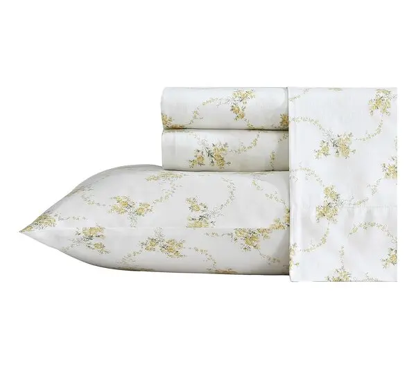 Laura Ashley Petite Yellow-gold Queen Sheet Set - One-color