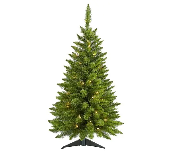NEARLY NATURAL 3' Pine Christmas Tree With 50 Lights By - One-color