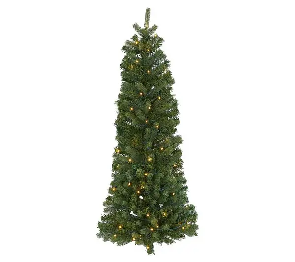 NEARLY NATURAL 4' Flat Back Christmas Tree With 50 Lights N Early Natural - One-color