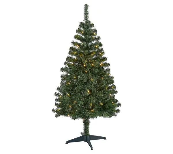 NEARLY NATURAL 4' Christmas Tree With 100 Clear Led Lights By - One-color