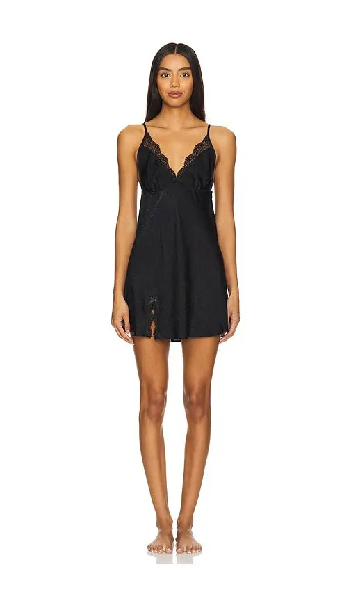Flora Nikrooz Solid Sueded Charm Slip - Black