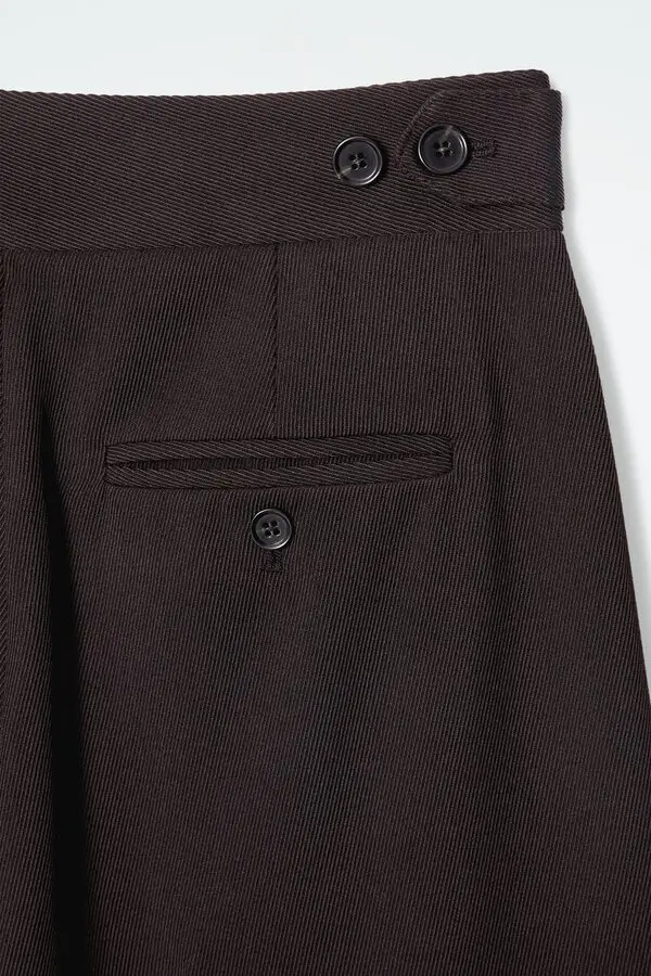 Cos Pleated Wool-blend Tapered Pants - Brown