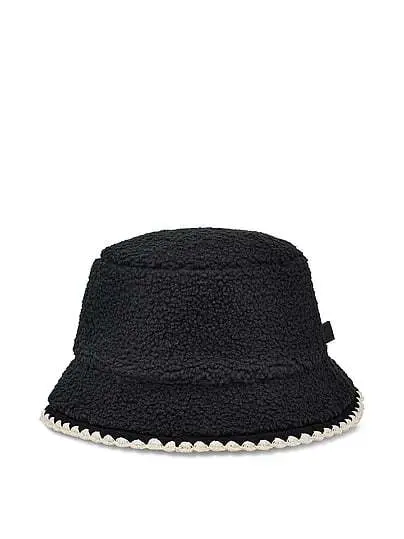 Pink Ugg® Uggfluff Scalloped Bucket Hat - Black