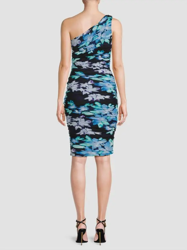 UNGARO Rosemary Floral Ruched One-shoulder Dress