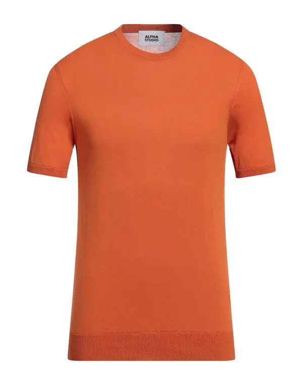 Alpha Studio Cotton Knit Sweater - Mandarin