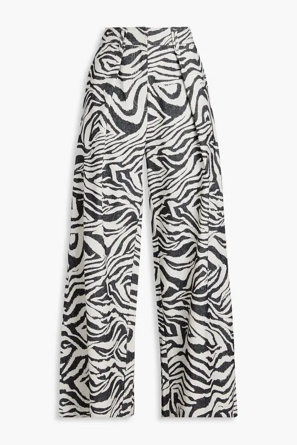 Ulla Johnson Cai Pleated Zebra-print Wide-leg Pants - Animal Print
