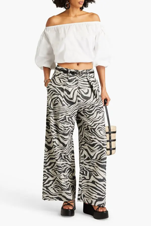 Ulla Johnson Cai Pleated Zebra-print Wide-leg Pants - Animal Print