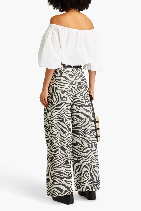 Ulla Johnson Cai Pleated Zebra-print Wide-leg Pants - Animal Print
