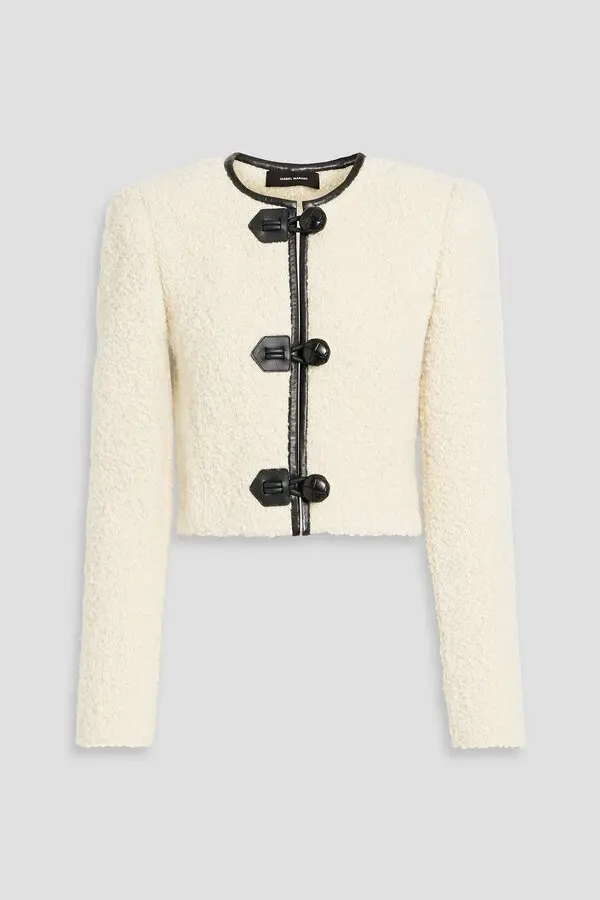 Isabel Marant Gradilia Cropped Leather-trimmed Wool-blend Bouclé Jacket - Ecru
