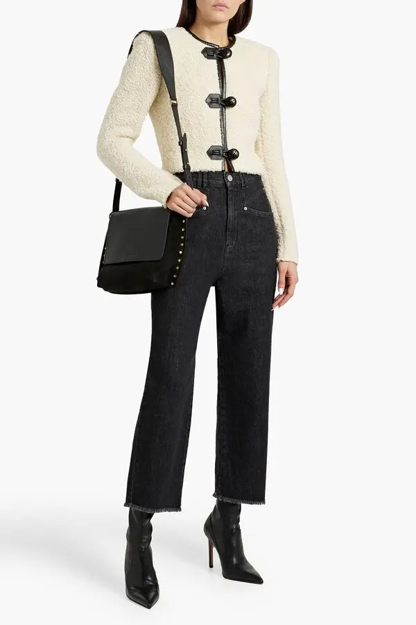 Isabel Marant Gradilia Cropped Leather-trimmed Wool-blend Bouclé Jacket - Ecru
