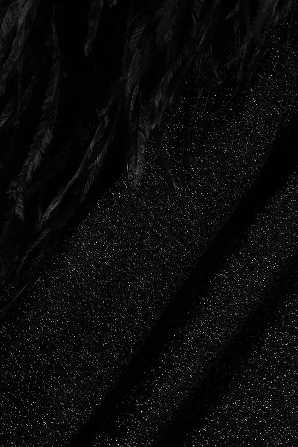 Oseree Lumiere Feathertrimmed Lurex Top