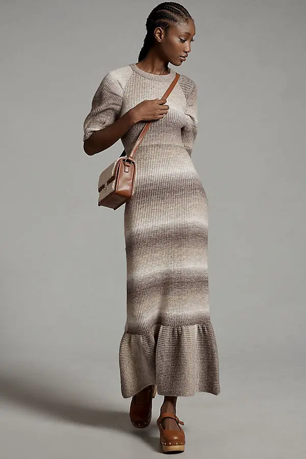 brown sweater maxi dress Long Sweater Dress Light Brown main image 0
