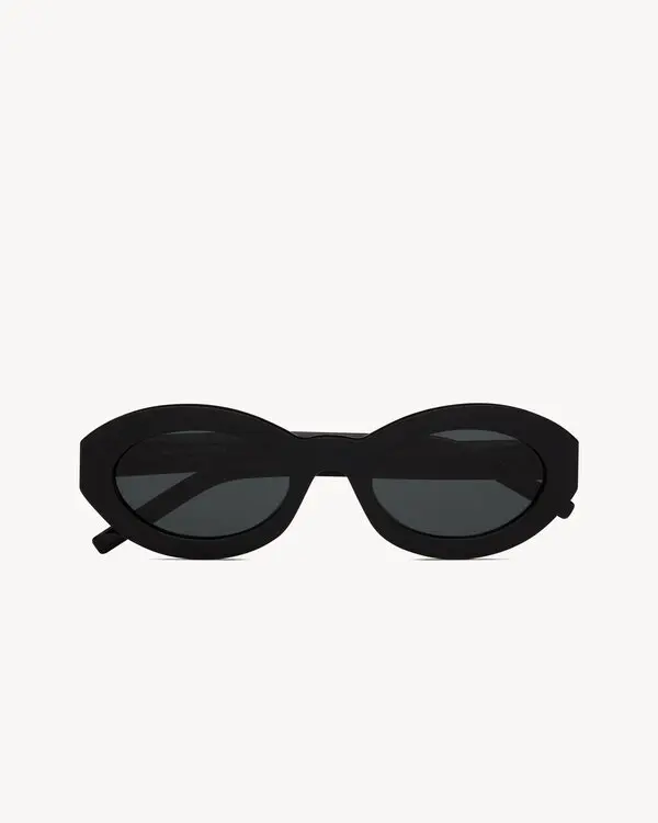 Saint Laurent Oval Acetate Sunglasses - Black And Light Gold