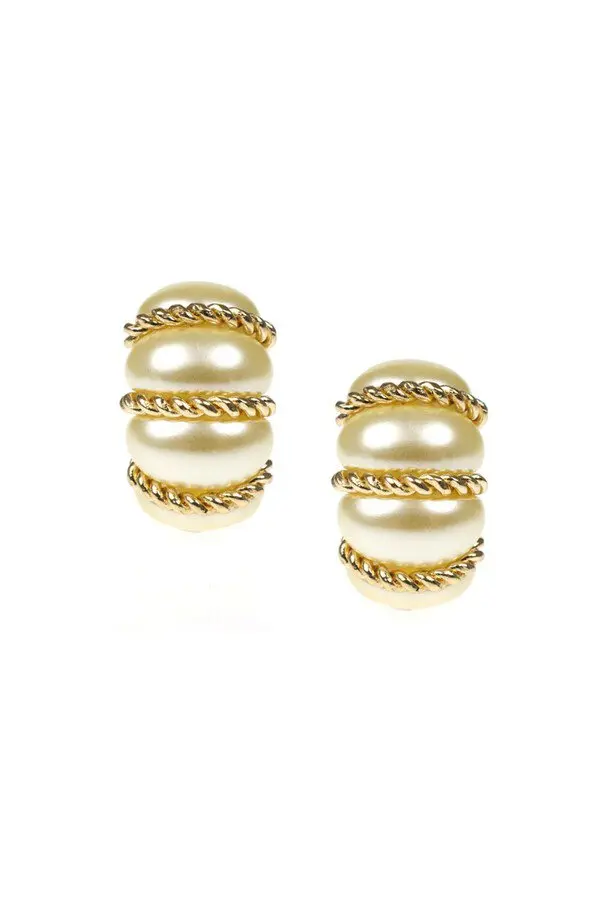 KENNETH JAY LANE Plated Faux Pearl Clip-on Earrings - Gold