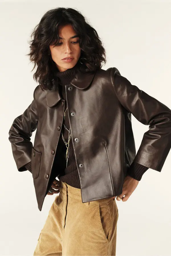 Ba&sh Milos Leather Jacket - Brown