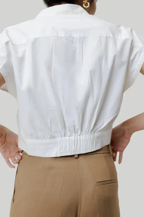 REISTOR Oversized Crop Shirt - White