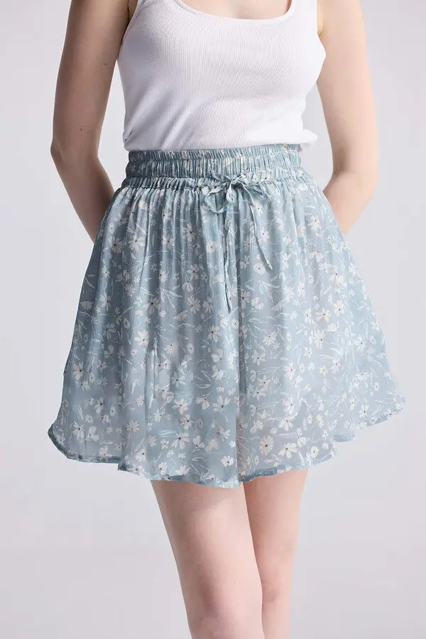 REISTOR Drawstring Short Skirt - Floral