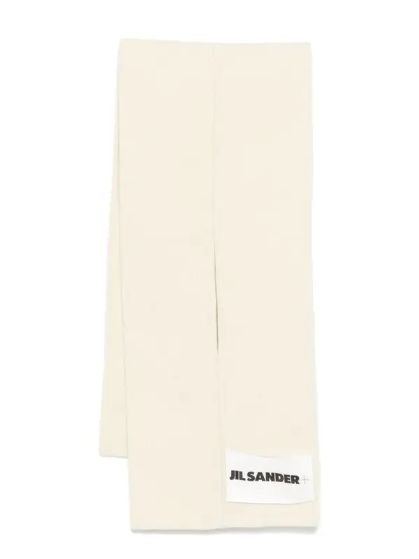 JIL SANDER Logo-patch Scarf - White