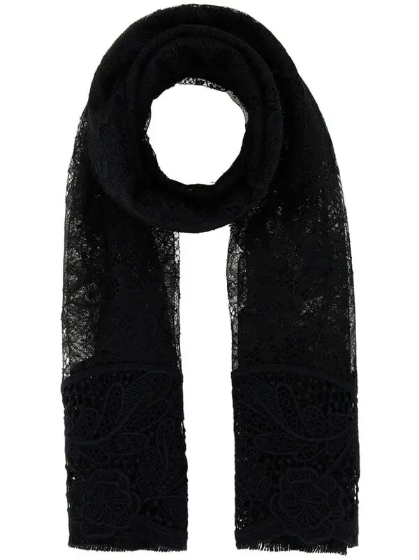 Valentino Garavani Lace-Detailing Scarf In Black - 13% Off