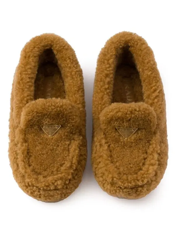 Prada Shearling Loafers - Brown