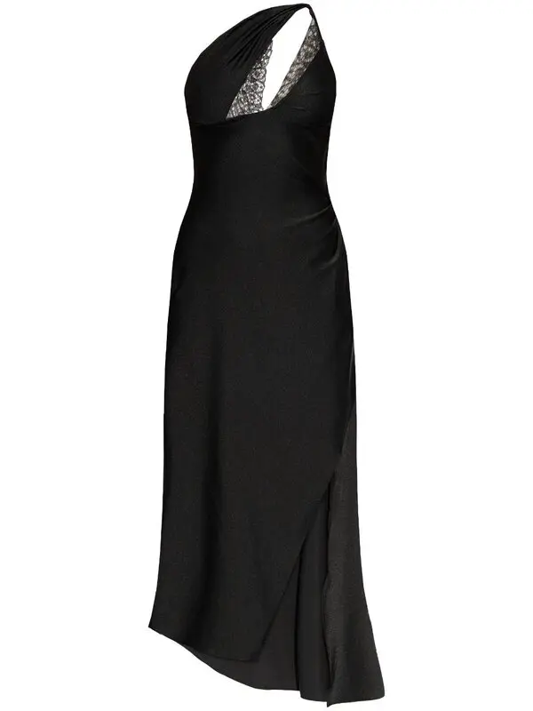 Coperni Lace-trim Asymmetric Dress - Black