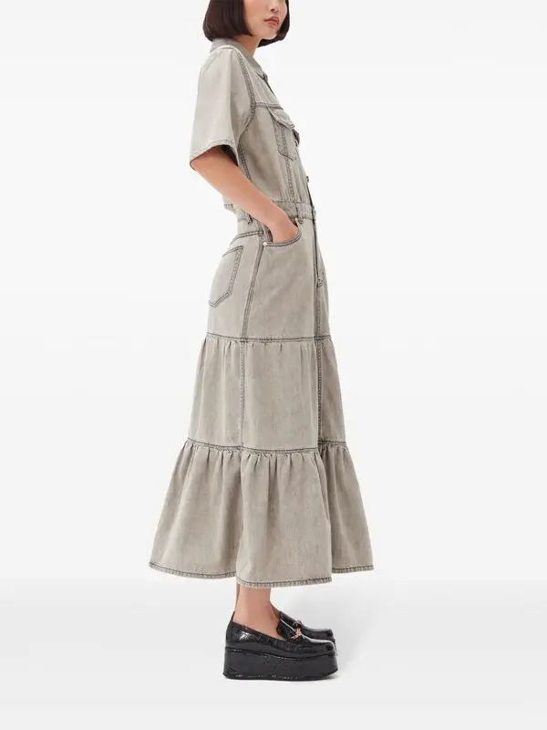 GANNI Tiered Denim Maxi Dress