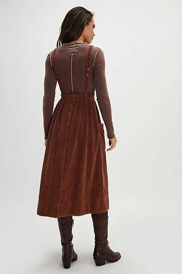 brown corduroy midi dress Drop Waist Floral Jacquard Midi Dress In Burgundy, Burgundy / Regular / 0 main image 1