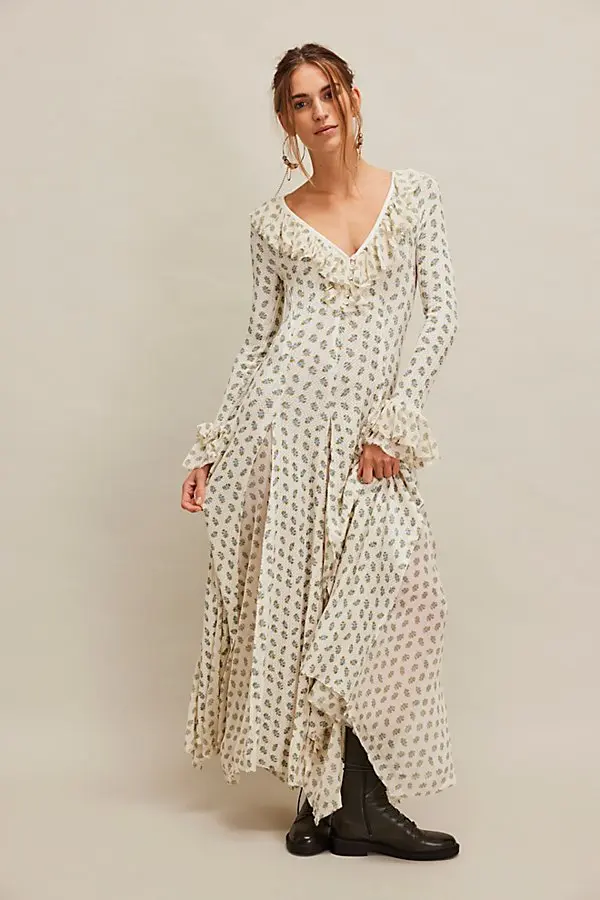 Free People Annalise Maxi Dress In Whipser White Combo - 43% Off |  Editorialist