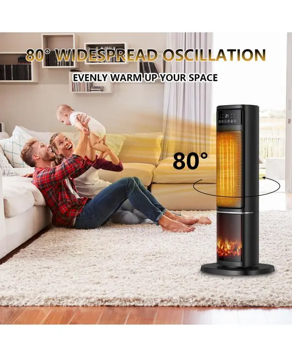 SUGIFT 1500w Oscillating Ceramic Tower Electric Space Heater With Remote Control