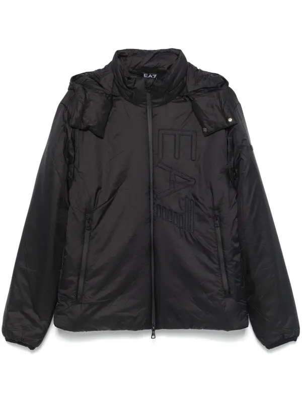 EA7 Logo-embroidered Puffer Jacket