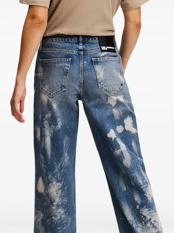 Karl Lagerfeld Bleached Wide-leg Jeans