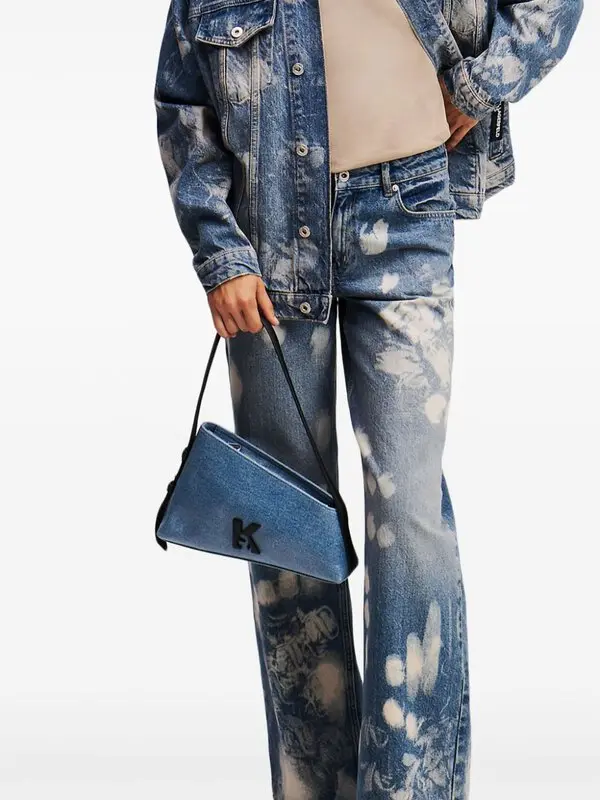 Karl Lagerfeld Bleached Wide-leg Jeans