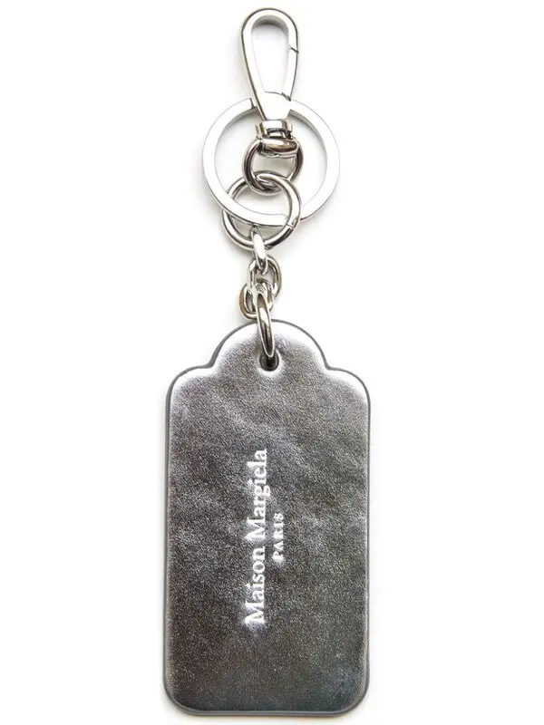 MAISON MARGIELA Logo-embossed Leather Key Ring - Silver