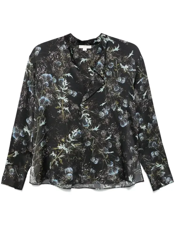 Vince Thistle Print Silk Blouse