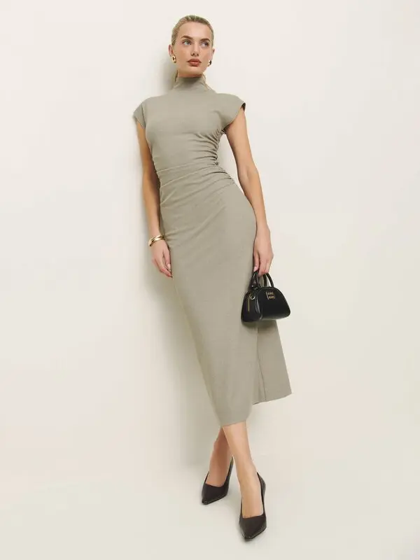 Colin Knit Midi Dress - Green Houndstooth
