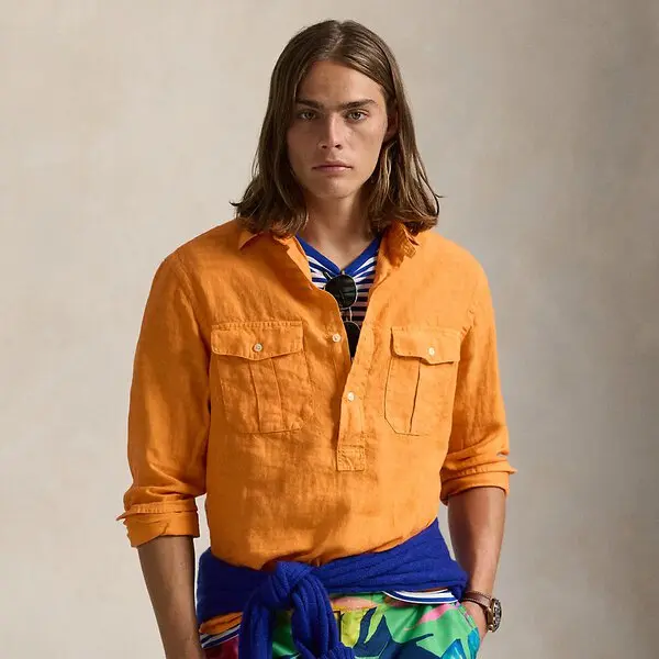 Ralph Lauren Classic Fit Linen Popover Workshirt