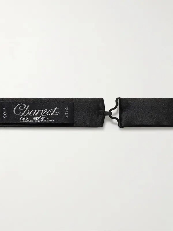 Charvet Pre-tied Silk-satin Bow Tie - Black