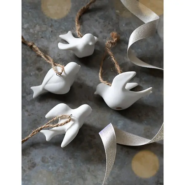 THE WHITE COMPANY Dove-shaped Porcelain Christmas Decorations Set Of Four - White