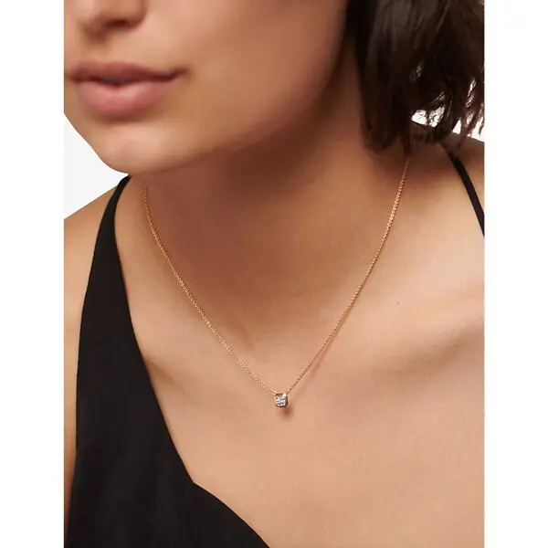 Monica Vinader Solitaire Lab-grown Diamond Necklace - Yellow Gold