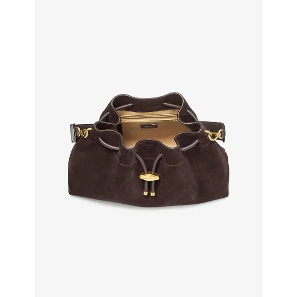 JIMMY CHOO Cinch Medium Suede Shoulder Bag - Coffee/gold