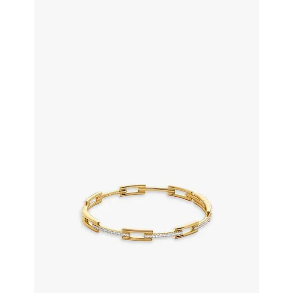 Monica Vinader Signature Link Diamond Bangle - Yellow Gold