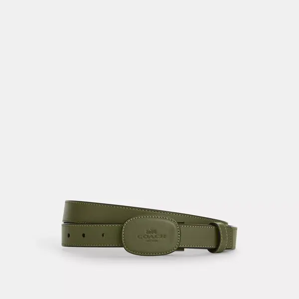 Coach Outlet Plaque Buckle Cut To Eliza Belt, 25 Mm In Green  display picture 1