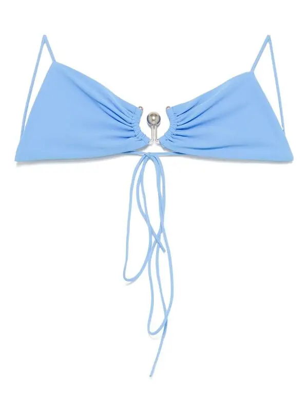 Christopher Esber Ruched Orbit Bikini Top - Blue