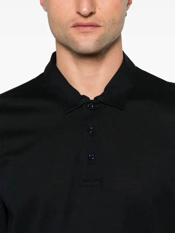 Canali Piqué-weave Polo Shirt